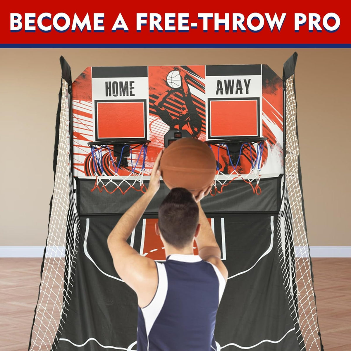 SUGIFT Foldable Basketball Arcade Game Indoor Basketball Hoop Arcade B