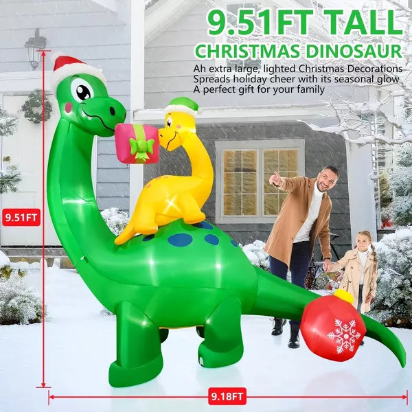 SUGIFT 9.5ft Christmas Dinosaur Inflatable Decorations