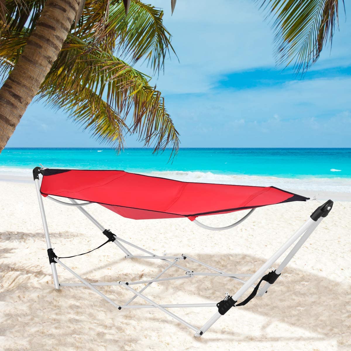 7.9 ft. Free Standing Bed Hammock in Red with Stand – SUGIFT