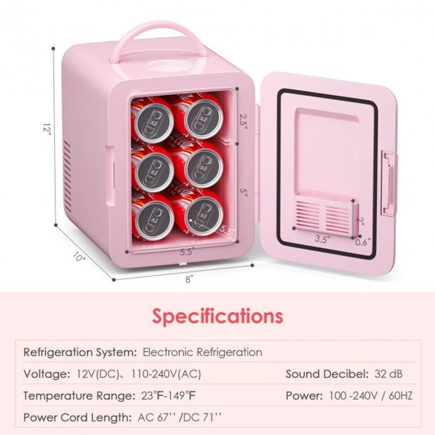 4 Liter Portable Mini Cooler Warmer Fridge with Ergonomic Handle AC/DC ...