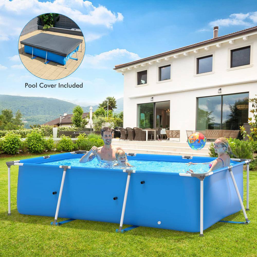 10 ft. x 6.7 ft. x 30 in. Rectangular Metal Frame Pool Above Ground Sw ...