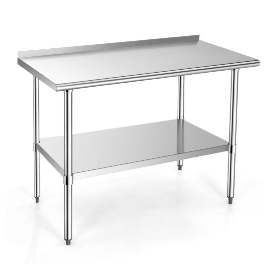 Stainless Steel Table for Prep and Work with Backsplash-24 x 48 inch ...